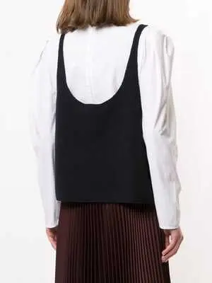 Tibi Sleeveless Wool Scoop Neck Sweater - Blue