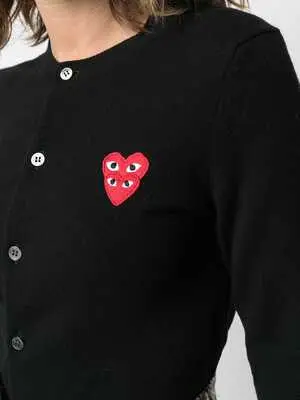 Play Comme Des Garcon Overlapping Heart Wool Cardigan