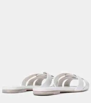 Saint Laurent Tribute Leather Sandals - White