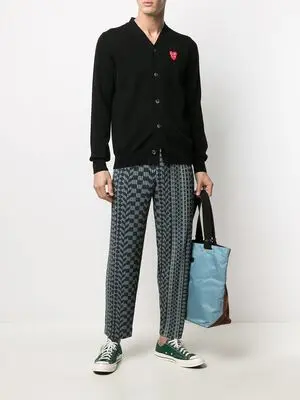 Play Comme Des Garcon Heart Logo Cardigan - Black