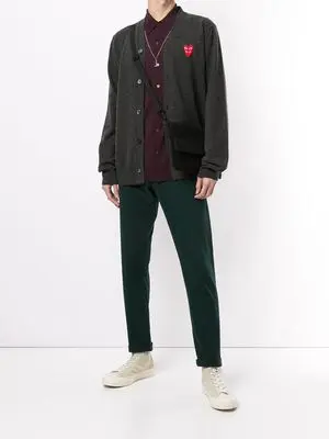 Play Comme Des Garcon Logo Button-down Cardigan - Grey