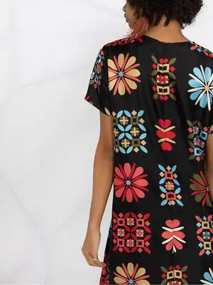 La DoubleJ Printed Silk Maxi Dress - Black