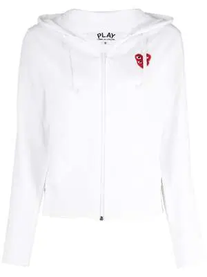 Play Comme Des Garcon Logo-motif Zip-up Hoodie - White