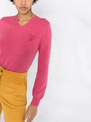 Play Comme Des Garcon V-neck Top - Pink