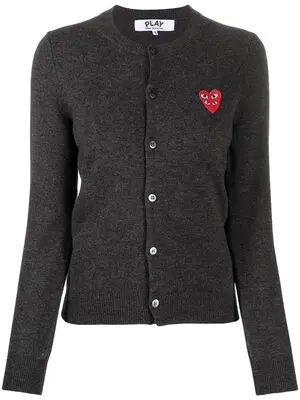 Play Comme Des Garcon Overlapping Heart Wool Cardigan