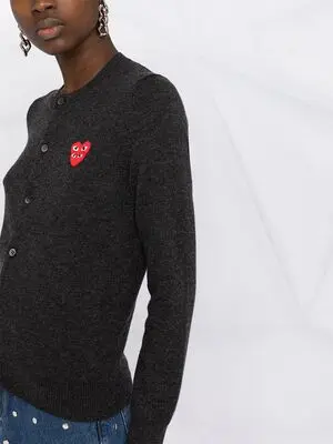Play Comme Des Garcon Overlapping Heart Wool Cardigan