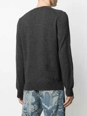 Play Comme Des Garcon Embroidered Double Heart Patch Jumper - Grey