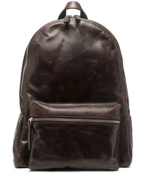 ORTIGNI Cracked-effect Leather Backpack - Brown