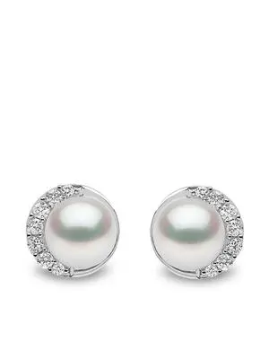 Yoko London 18kt White Gold Pearl And Diamond Stud Earrings - Silver
