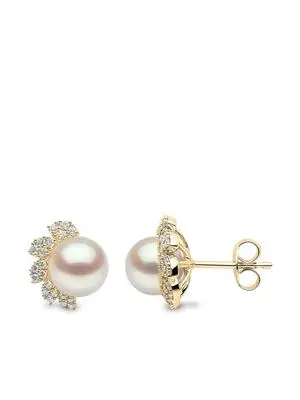 Yoko London 18kt Yellow Diamond And Pearl Stud Earrings - Gold