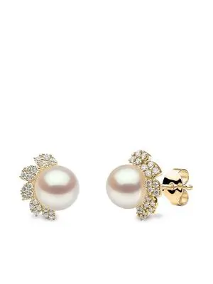 Yoko London 18kt Yellow Diamond And Pearl Stud Earrings - Gold