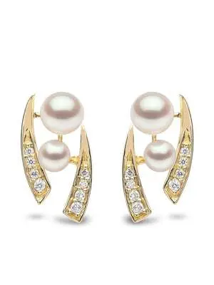 Yoko London 18kt Yellow Diamond And Pearl Stud Earrings - Gold