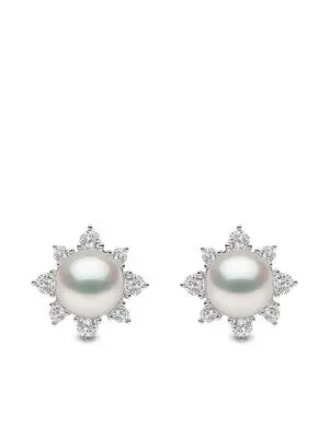 Yoko London 18kt White Gold Diamond And Pearl Stud Earrings