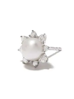 Yoko London 18kt White Gold Diamond And Pearl Stud Earrings