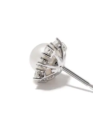 Yoko London 18kt White Gold Diamond And Pearl Stud Earrings
