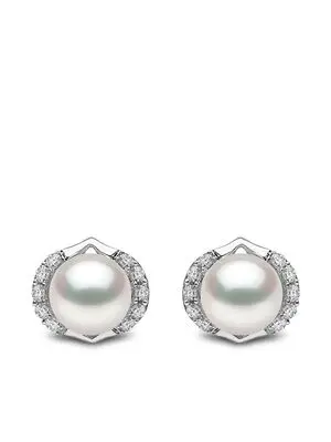Yoko London 18kt White Gold Freshwater Pearl And Diamond Stud Earrings - Silver
