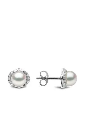 Yoko London 18kt White Gold Freshwater Pearl And Diamond Stud Earrings