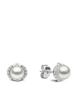 Yoko London 18kt White Gold Freshwater Pearl And Diamond Stud Earrings