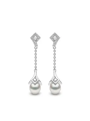 Yoko London 18kt White Gold Diamond And Pearl Drop Earrings - Silver