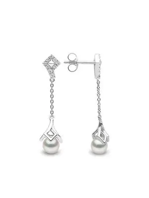 Yoko London 18kt White Gold Diamond And Pearl Drop Earrings