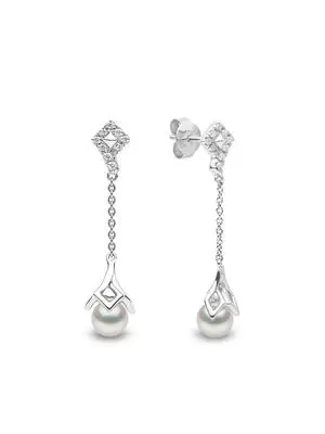 Yoko London 18kt White Gold Diamond And Pearl Drop Earrings