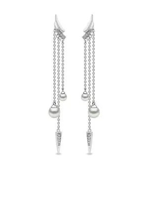 Yoko London 18kt White Gold Diamond And Pearl Drop Earrings - Silver