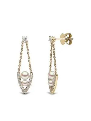 Yoko London 18kt Yellow Diamond And Pearl Drop Earrings