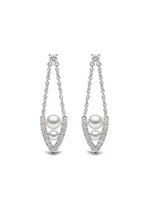 Yoko London 18kt White Gold Diamond And Pearl Drop Earrings - Silver