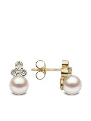 Yoko London 18kt Yellow Freshwater Pearl And Diamond Stud Earrings