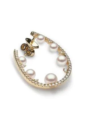 Yoko London 18kt Yellow Diamond And Pearl Hoop Earrings - Gold
