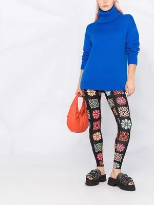 La DoubleJ Floral Stretch Leggings - Black