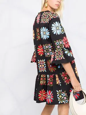 La DoubleJ 24/7 Shift Dress With Floral Print - Black