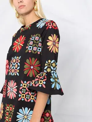 La DoubleJ 24/7 Shift Dress With Floral Print - Black