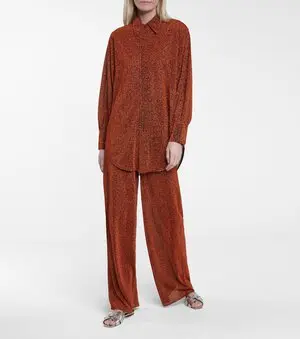 Oseree Lumière High-rise Wide-leg Pants - Brown