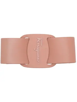 FERRAGAMO Viva Bow Leather Hairclip Brown