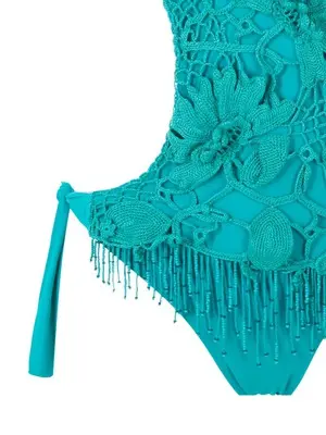 AMIR SLAMA Embroidered Crochet One-piece