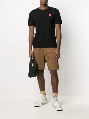 Play Comme Des Garcon Heart-embroidered Crew-neck T-shirt - Black