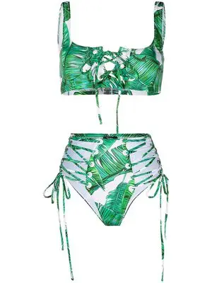 NOIRE SWIMWEAR Jungle Bikini Bottom - Green