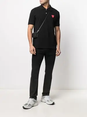 Play Comme Des Garcon Layered Logo Polo Shirt - Black