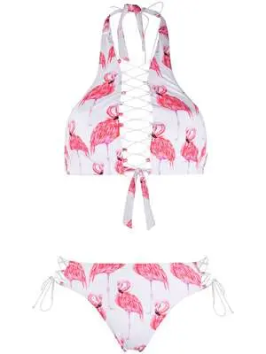 NOIRE SWIMWEAR Addicted Flamingo Bikini - White