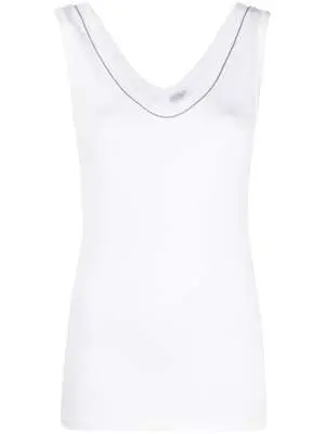 Brunello Cucinelli Crystal-detail Vest Top - White