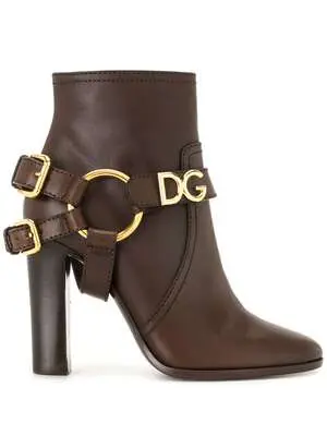 Dolce & Gabbana Dg Buckled Ankle Booties - Brown