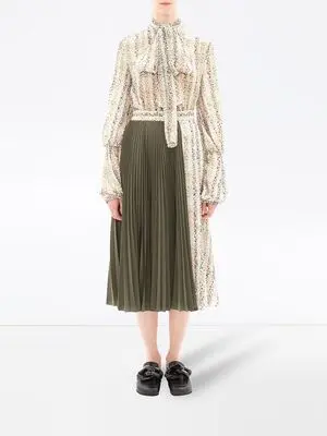 JW Anderson Pleated Contrasting Panel Midi Skirt