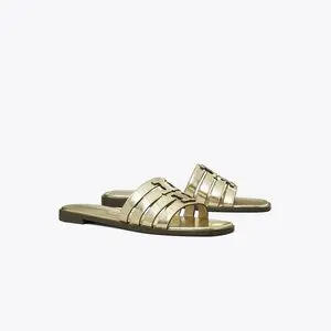 Women's Metallic Logo Slide Sandals
