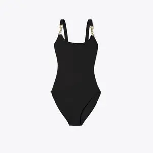 Tory Burch Clip Tank Swimsuit Black/gold