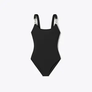 Tory Burch Clip Tank Swimsuit - Black/silver
