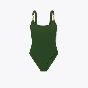 Tory Burch Clip Tank Swimsuit Dark Rainforest
