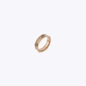 Tory Burch Icon Pavé Ring - Rose Gold/pink
