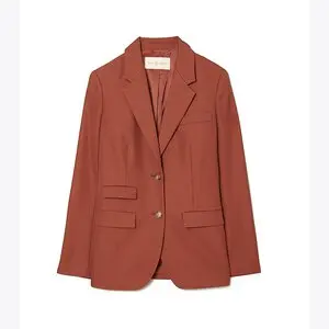 Tory Burch Wool Double-Breasted Blazer Dark Hickory