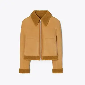 Tory Burch Shearling Jacket - Caramel Brown